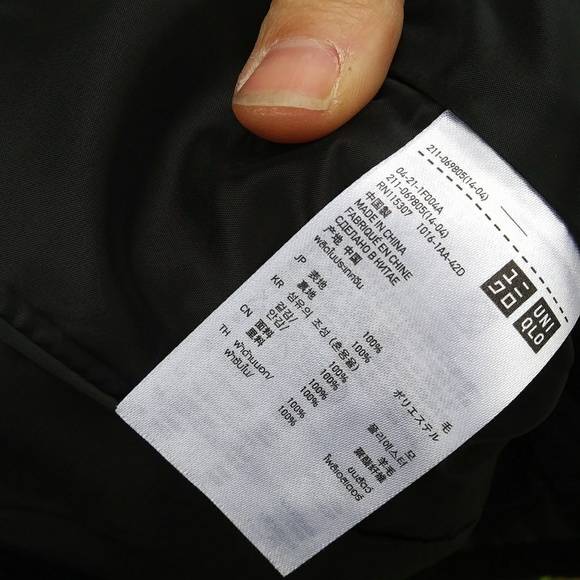 Uniqlo | Jackets & Coats | Uniqlo Black Wool Blend Two Button Down ...